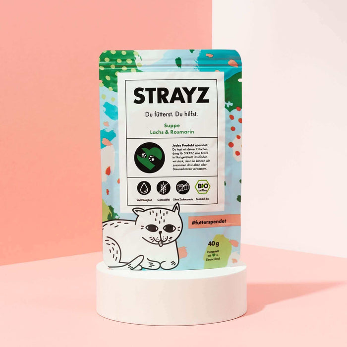 Natürliches Leckerli - Bio Katzensuppe Lachs & Rosmarin | STRAYZ